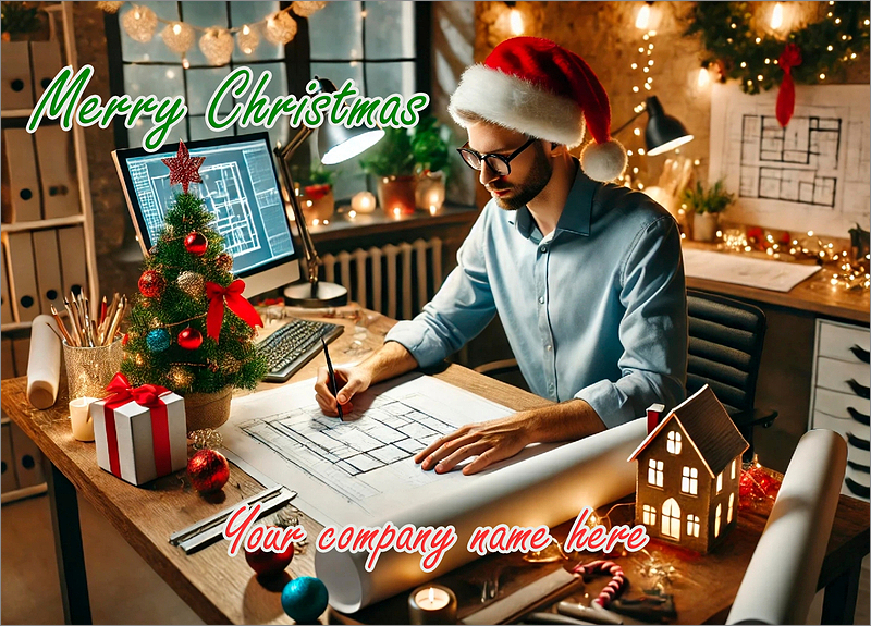 Architect Christmas Card Modern (Glossy White) | Ziti Cards