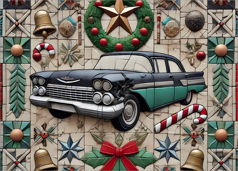 Auto Body Green Tree Christmas Card (Glossy White) | Ziti Cards