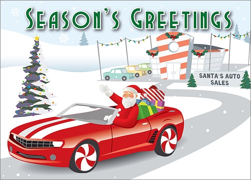 Custom Red Automotive Christmas Cards | Ziti Cards