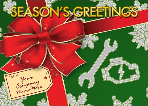 Mechanic Card Green Christmas Cards Customized For Your Business