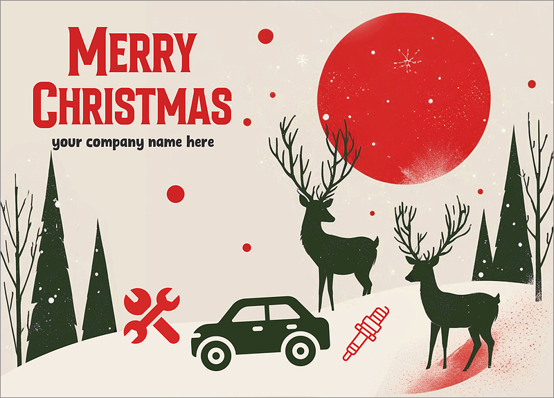 Auto Repair Holiday Card (Glossy White) | Ziti Cards