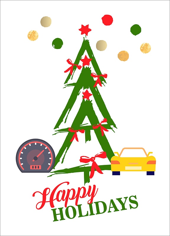 Auto Tree Holiday Card (Glossy White) | Ziti Cards