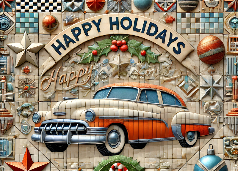 Automotive Christmas Card Stylish (Glossy White) | Ziti Cards