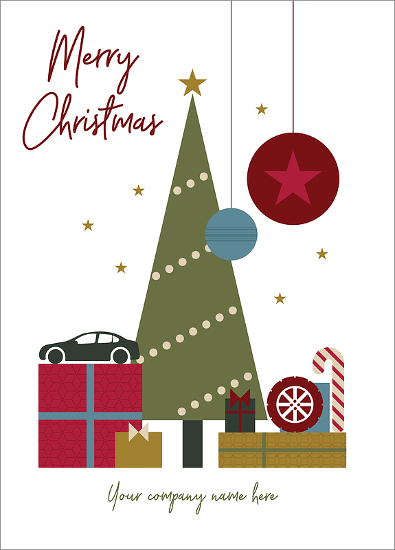 Automotive Green Tree Christmas Card (Glossy White) | Ziti Cards