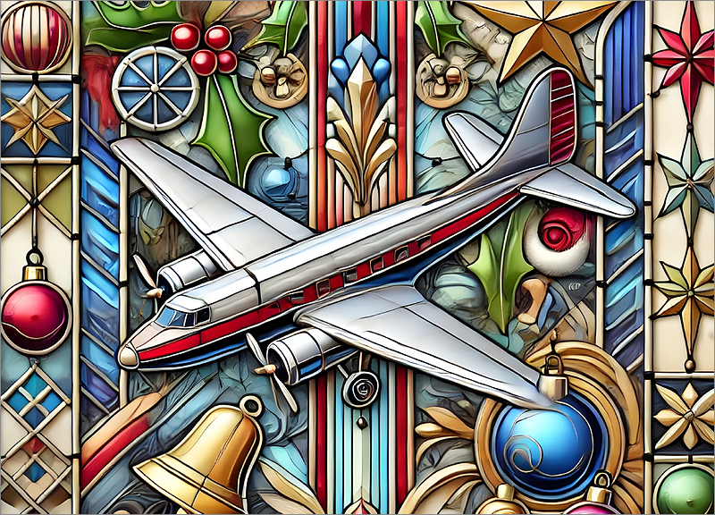 Aviation Christmas Card Colorful (Glossy White) | Ziti Cards
