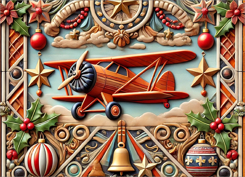 Aviation Christmas Card Joyful (Glossy White) | Ziti Cards