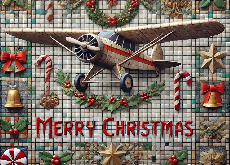 Aviation Christmas Card Whimsical (Glossy White) | Ziti Cards