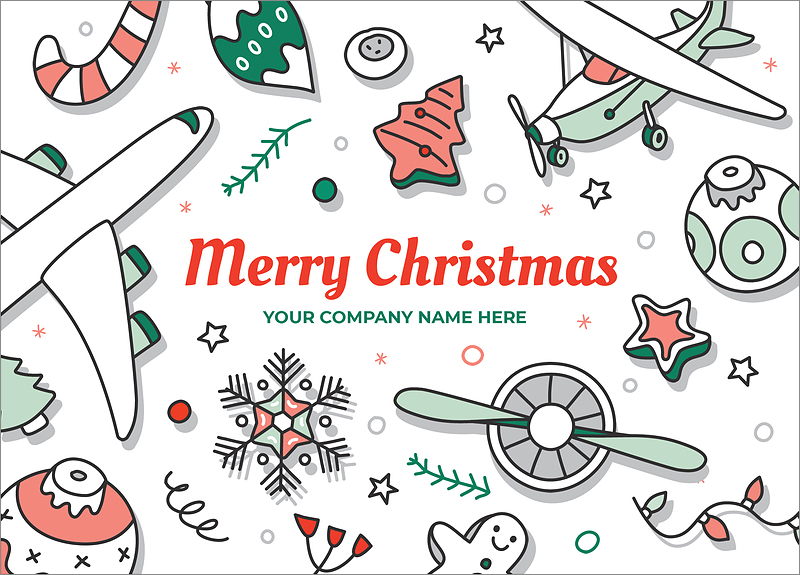 Aviation Merry Christmas Card (Glossy White) | Ziti Cards