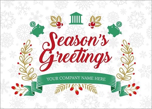 Banking Ornaments Christmas Cards Customized For Your Business