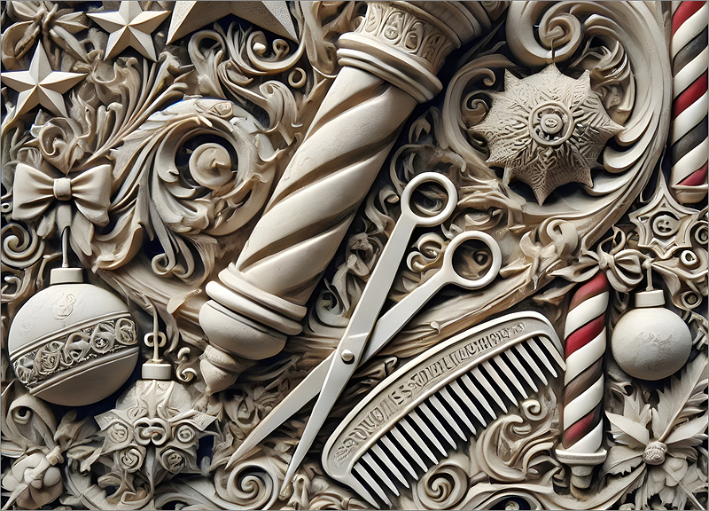 Barber Christmas Card Refined (Glossy White) | Ziti Cards