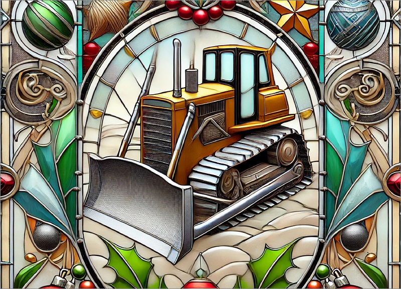 Bull Dozer Christmas Glacial (Glossy White) | Ziti Cards