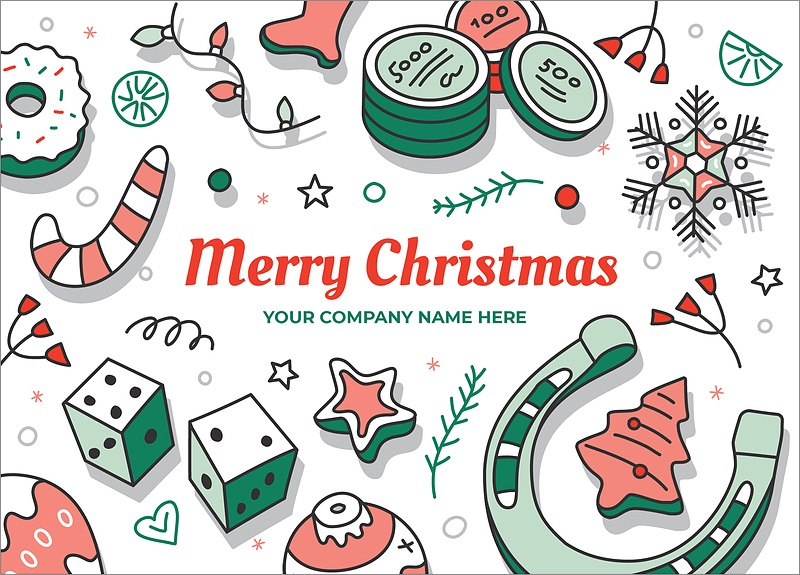 Casino Merry Christmas Card (Glossy White) | Ziti Cards