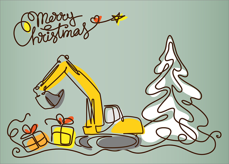 Bull Dozer Christmas Glacial (Glossy White) | Ziti Cards