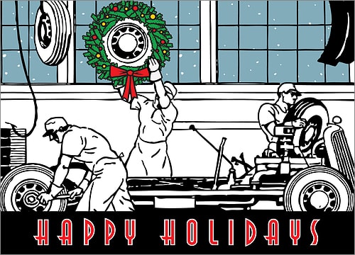 Custom Red Automotive Christmas Cards | Ziti Cards