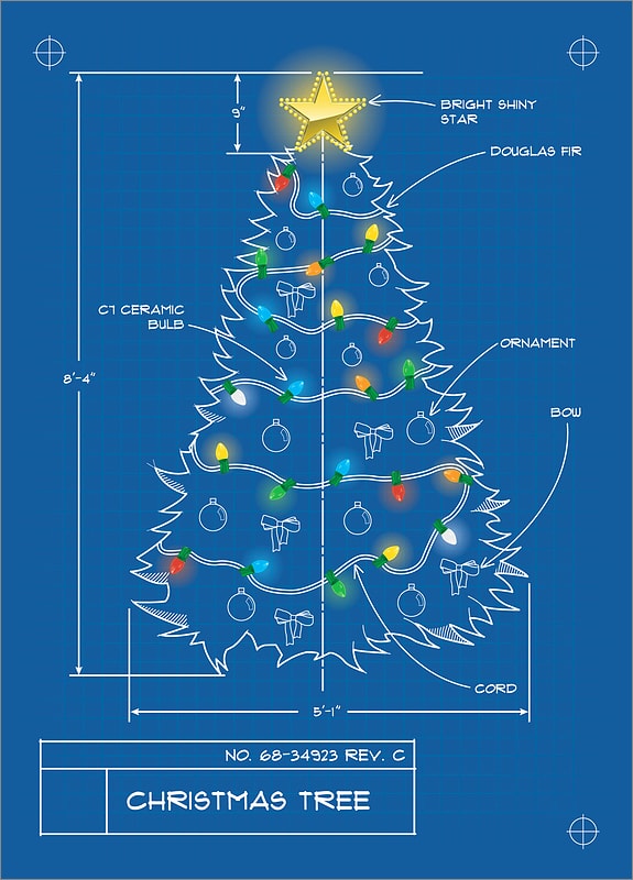 Christmas Tree Blueprint (glossy) | Ziti Cards
