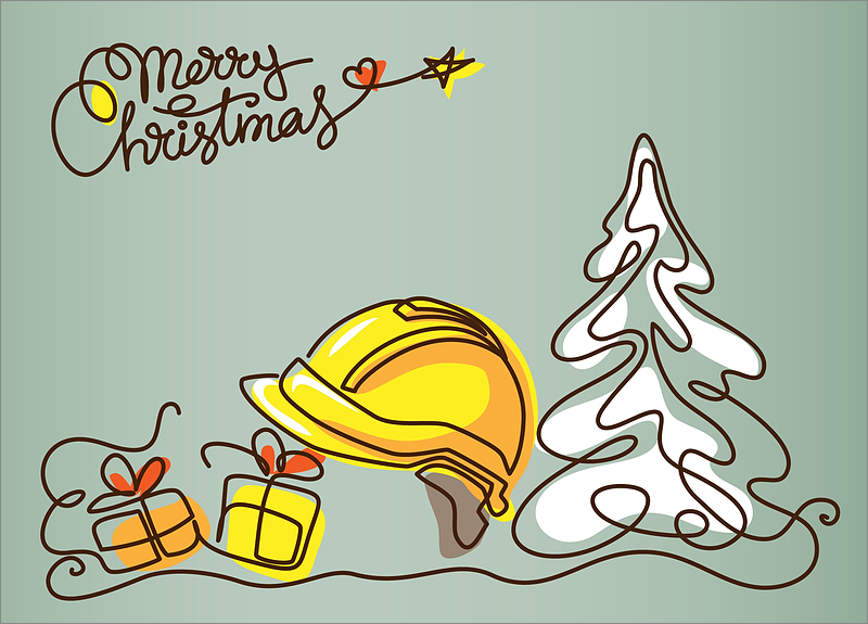 Construction Christmas Card (Glossy White) | Ziti Cards