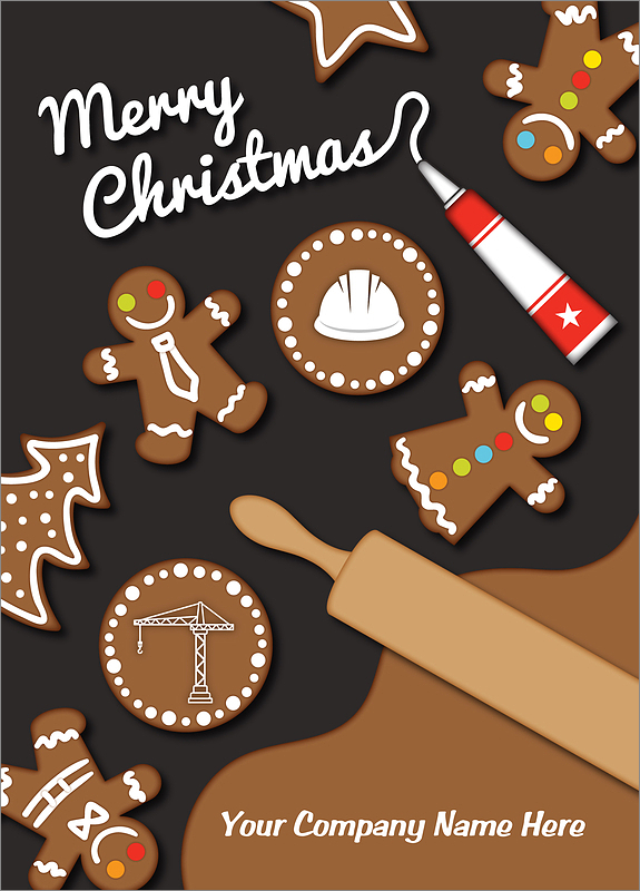 Construction Gingerbread Holiday Card (Glossy White) | Ziti Cards