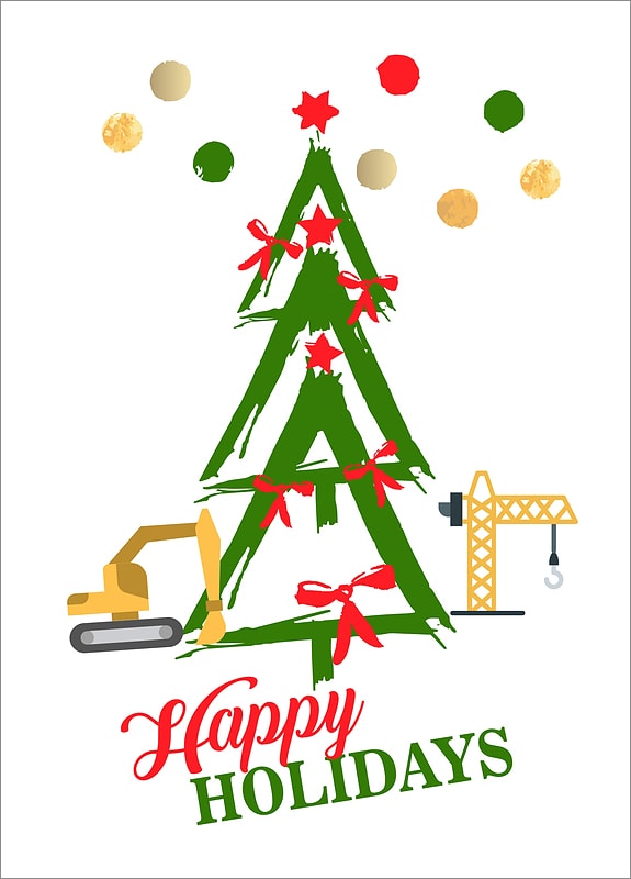 Construction Tree Holiday Card (Glossy White) | Ziti Cards