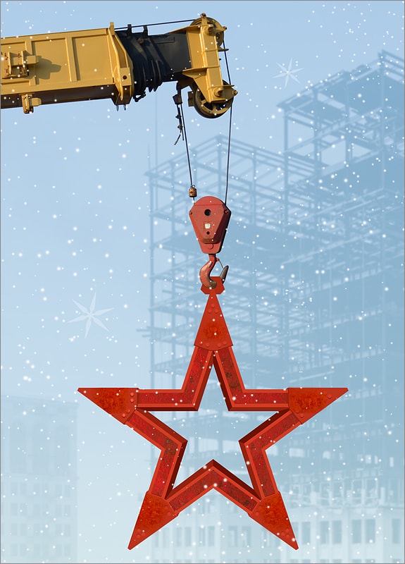 Crane Lifting Steel Star (glossy) | Ziti Cards