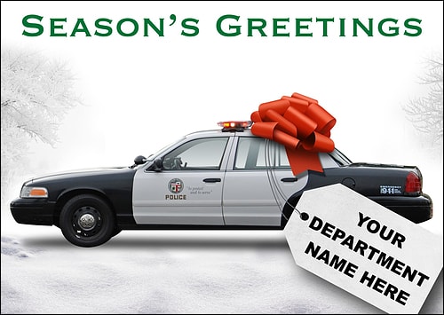 Police Christmas Lights Cards Personalized For Your Business