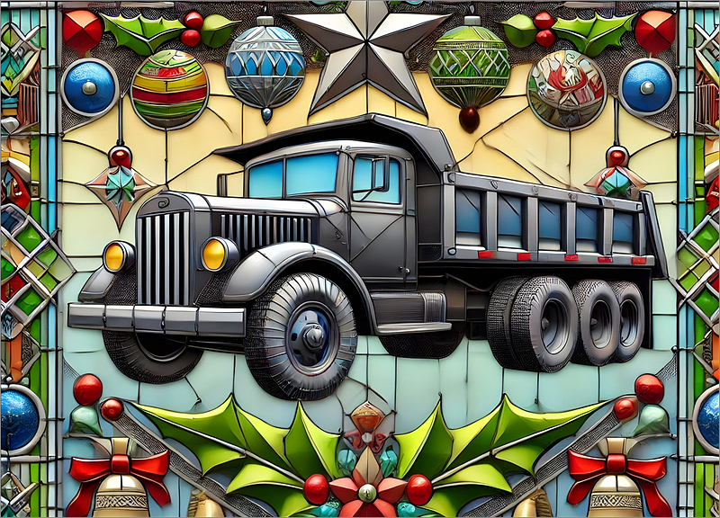 Dump Truck Christmas Card Warm (Glossy White) | Ziti Cards