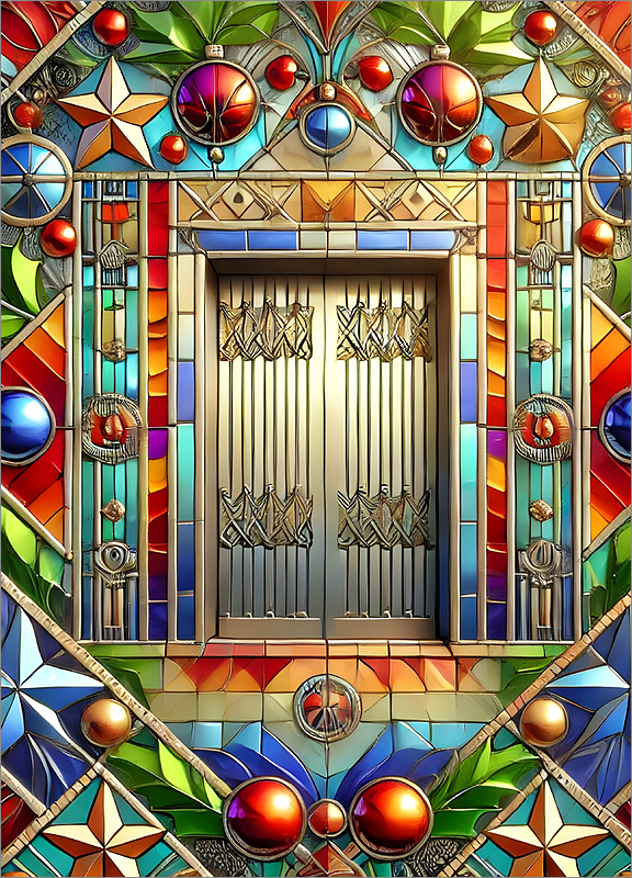 Elevator Christmas Card Rising (Glossy White) | Ziti Cards