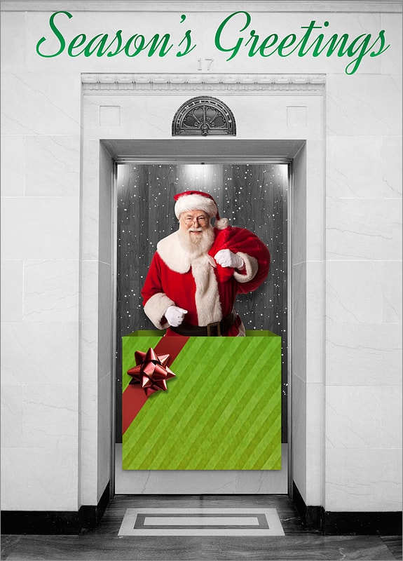 Elevator Santa (Glossy) | Ziti Cards