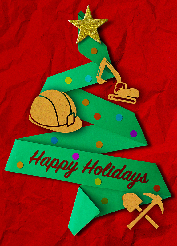 Excavator Green Tree Card (Glossy White) | Ziti Cards