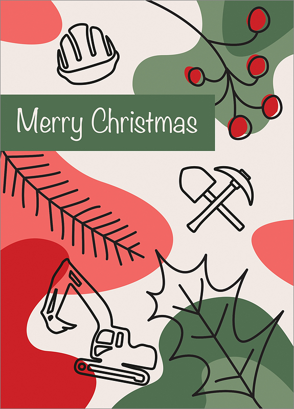 Excavator Holly Card (Glossy White) | Ziti Cards
