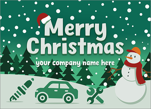 Mechanic Card Green Christmas Cards Customized For Your Business