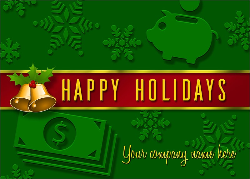 Financial Card Green Christmas Cards Customized For Your Business