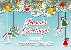Financial Icons Christmas Cards Customized For Your Business