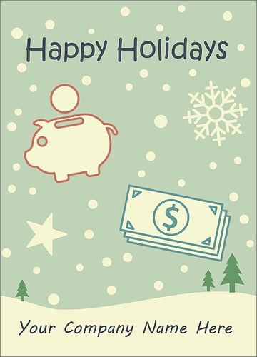 Financial Card Green Christmas Cards Customized For Your Business
