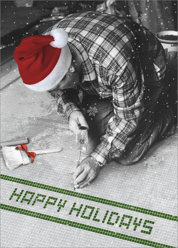 Happy Holidays Tile worker (glossy) | Ziti Cards