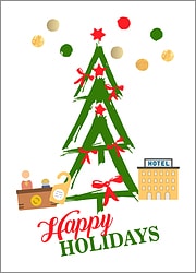 Hotel Snowfall Christmas Cards Customized For Your Business