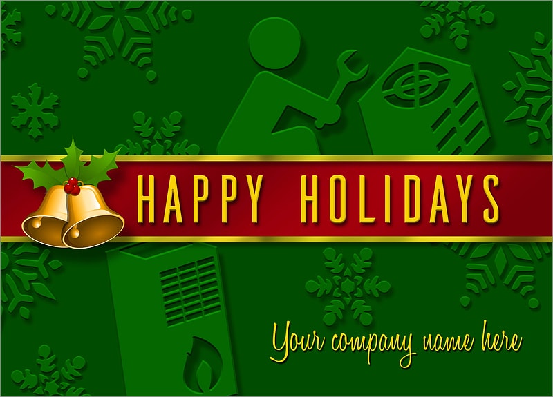 HVAC Card Green Christmas Cards Customized For Your Business