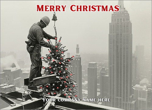 Custom Snowy Ironworker Christmas Card | Ziti Cards