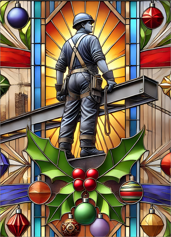 Ironworker Ornament Card (Glossy White) | Ziti Cards