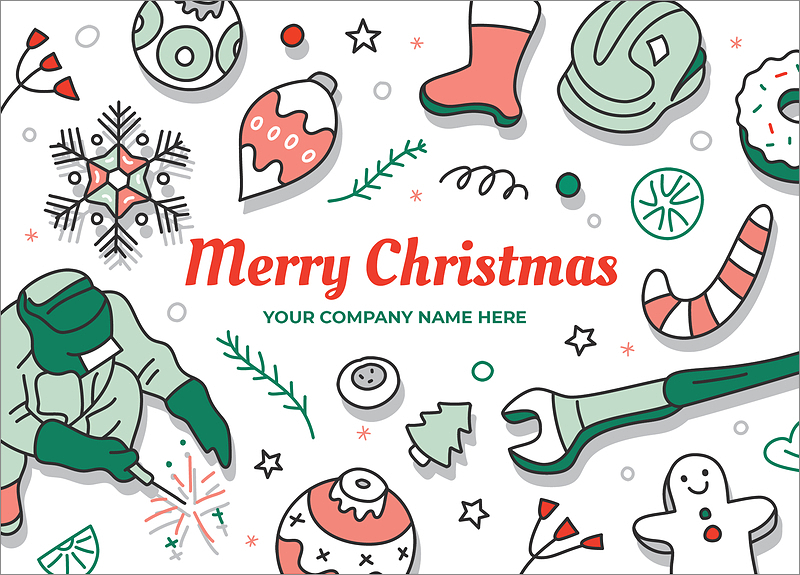 Ironworker Merry Holiday Card (Glossy White) | Ziti Cards