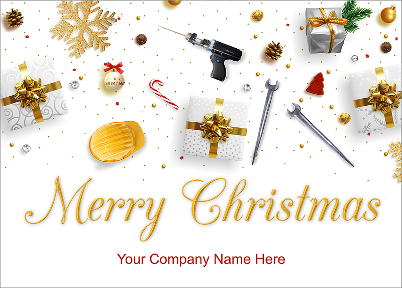 Ironworker Merry Holiday Card (Glossy White) | Ziti Cards