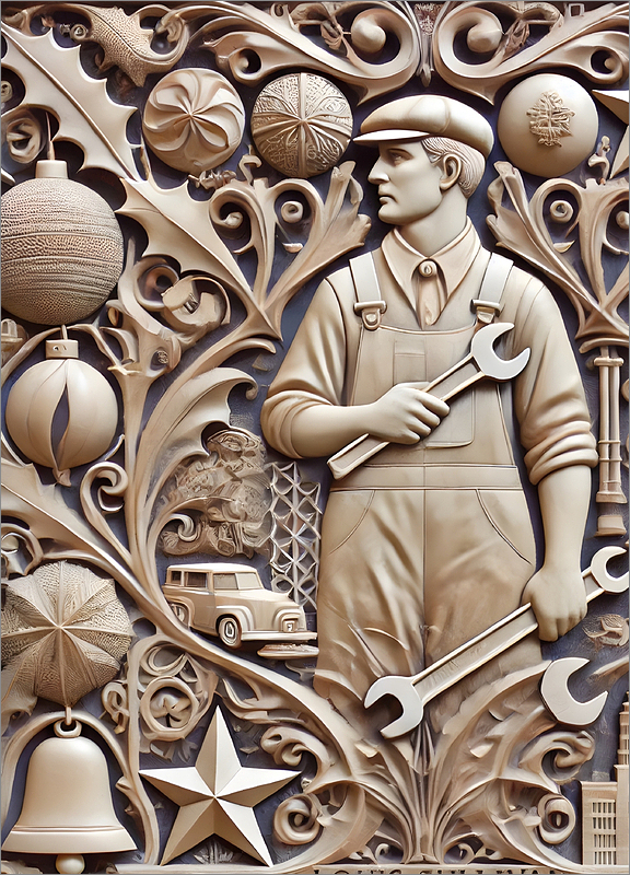 Mechanic Christmas Sky (Glossy White) | Ziti Cards