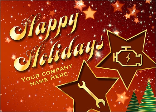 Custom Red Auto Mechanic Christmas Cards | Ziti Cards