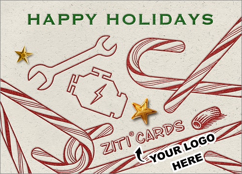Mechanic Card Green Christmas Cards Customized For Your Business