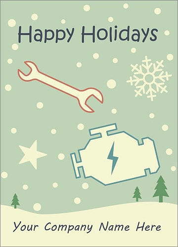 Mechanic Card Green Christmas Cards Customized For Your Business