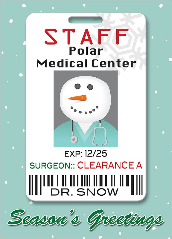 Medical Christmas Card Badge (Glossy) | Ziti Cards