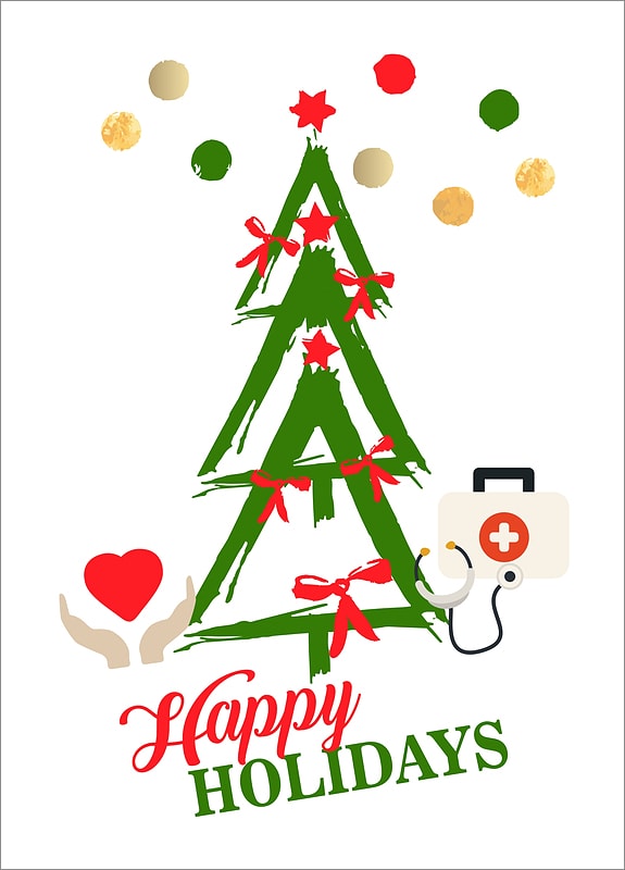 Medical Tree Holiday Card (Glossy White) | Ziti Cards
