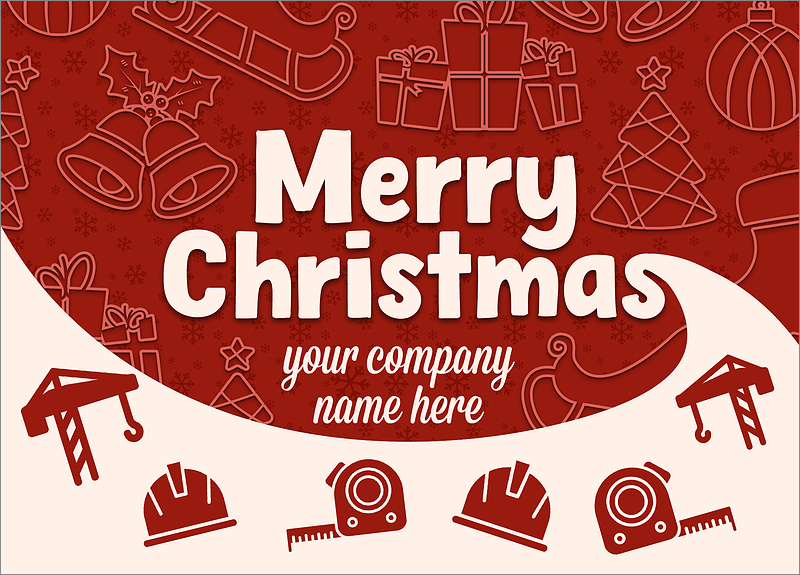 Merry Construction Greeting Card (Glossy White) | Ziti Cards