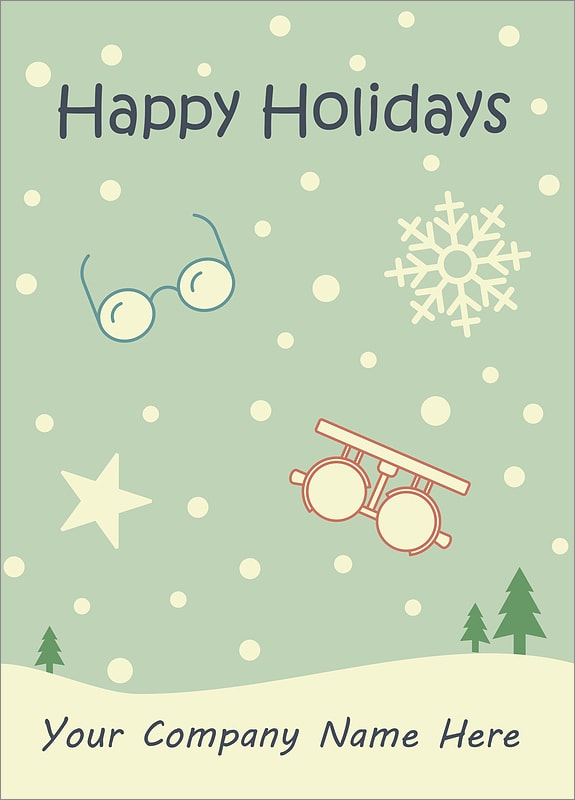 Optometry Snowfall Christmas Cards Customized For Your Business