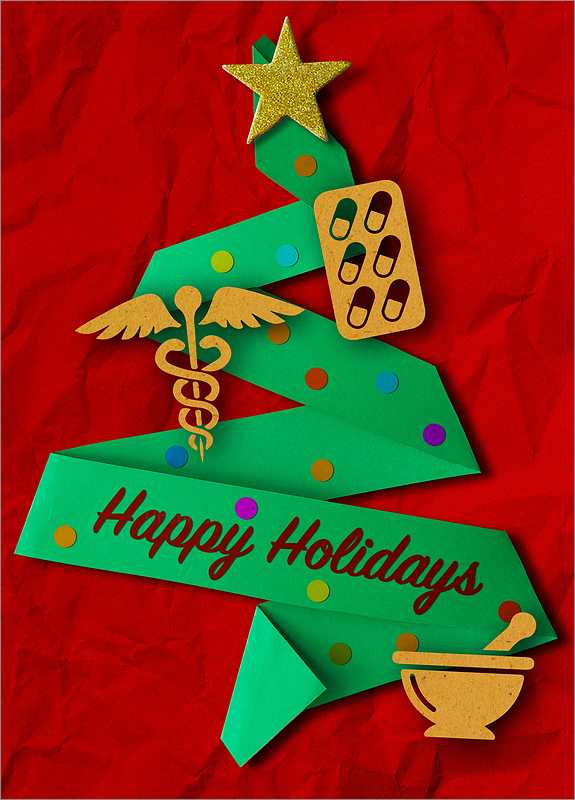 Pharmacy Green Tree Card (Glossy White) | Ziti Cards