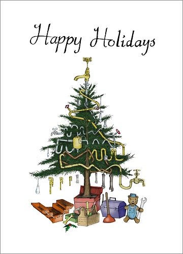 Personalized Construction Christmas Tree Card | Ziti Cards